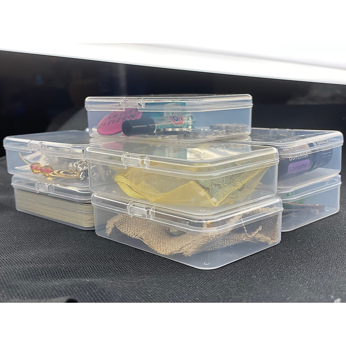 Snap Tight Plastic Storage Box of 9 Packs, Box for Casing Accessories, Ornaments, Utensils, Beads, and Stationary.