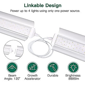 SZHLUX Grow Light 4ft 140W (2×70W, 800W Equivalent) Super Bright Full Spectrum Sunlight Plant Light, LED Grow Light Strips, Grow Light Bulbs for Indoor Plants - 2 Pack