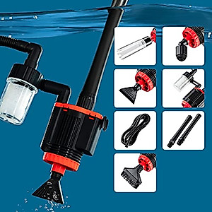 CHERLAM Electric Aquarium Gravel Cleaner, 5 in 1 Automatic Tank Cleaning Tool Set,Removable Vacuum Water Changer Sand Algae Cleaner Washer Filter Siphon,Algae Water Remover for Turtle/Betta Fish Tank