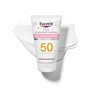 Eucerin Sun Sensitive Mineral Baby Sunscreen SPF 50, Sunscreen Lotion With Zinc Oxide Protection, 4 Fl Oz Tube