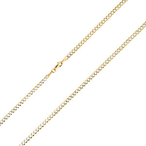 Nuragold 10k Yellow Gold Solid 4mm Cuban Chain Curb Link Diamond Cut Pave Two Tone Bracelet, Womens Mens Jewelry 7" 7.5" 8" 8.5" 9"