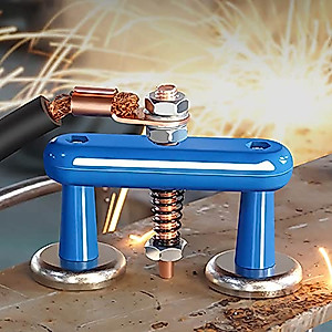 Magnetic Ground Clamp Welding Magnet - Welding Ground Clamp For Welder Copper Tail Ground Connector 500A, Double Magnet