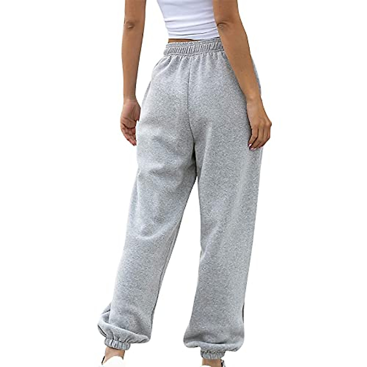Sweatpants for Teen Girls High Waisted Baggy Cinch Bottom Sweatpants Yoga Workout Athletic Jogger Lounge Bottoms Trousers(Grey,Small)