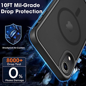 MOCCA Strong Magnetic for iPhone XR Phone Case, [Compatible with Magsafe][Mil-Grade Drop Protection] Slim Thin Translucent Matte Protective Cover Case for iPhone XR Case 6.1'', Black