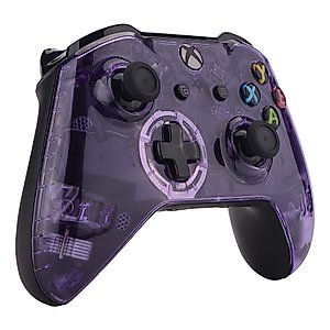 eXtremeRate Transparent Crystal Clear Atomic Purple Faceplate Cover for Xbox One Wireless Controller (Model 1708), Custom Case Front Housing Shell for Xbox One S X Controller - Controller NOT Included