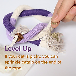 Fokauiwo Cat Chew Toys for Bored Indoor Adult Cats, Interactive Catnip Rope Toy for Teeth Cleaning, Cat Nip Teething Toys for Cats Kittens, Kitty Kicker Toy, 3 Pack (Plus 3 Pouches of Catnip)