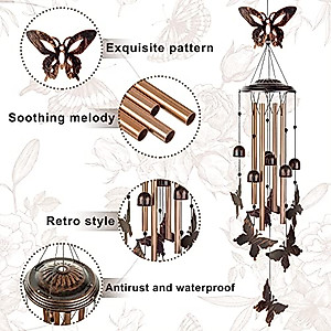 Yiiwinwy Butterfly Wind Chimes Memorial Gifts Wind Chimes for Outside, Deep Tone WindChimes Outdoors Clearance Birthday Festival Gifts for Women Mom Grandma, Home Garden Patio Gallery Decor(Bronze)