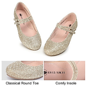 MIXIN Girls Mary Jane Shoes School Uniform Dress Shoes Princess Ballerina Girls Flat for Wedding（Little/Big Kid） Gold Size 2