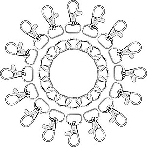 SANNIX 120 Pcs Keychain Clip Hooks with D Ring Include 60Pcs Swivel Snap Hooks Lanyard Clip and 60Pcs D Ring for Purse Hardware Sewing Projects (1/2” Inside Width)