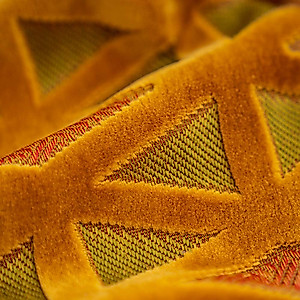 Alerfa 18 x 18 Inch Square Diamond Plaid Striped Embroidery Cut Velvet Cushion Case Luxury Modern Throw Pillow Cover Decorative Pillow for Couch Sofa Living Room Bedroom Car, Orange