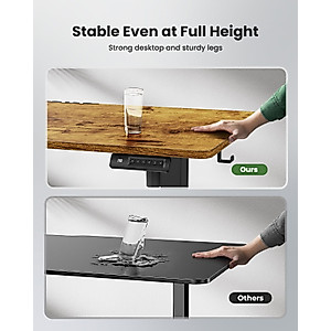 Marsail Electric Standing Desk with LED Lights, 48x24 Inch Adjustable Height Sit Stand up Desk for Home Office Furniture Computer Desk with 3 Memory Presets, Headphone Hook
