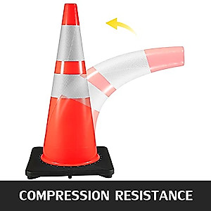 VEVOR 6Pack 36" Traffic Cones, Safety Road Parking Cone with Black Weighted Base, PVC Orange Traffic Safety Cones, Hazard Cones Reflective Collars for Construction Traffic Parking