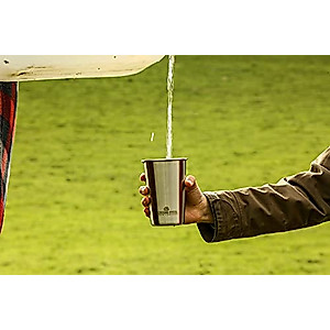 #1 Premium Stainless Steel Cups 16 oz/ 475ml Pint Cup Tumbler (4 Pack) by Greens Steel - Premium Metal Cups - Stackable Durable Cup