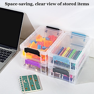 AXQMY 4 Pack Large Plastic Pencil Box Clear Stackable Pencil Case Crayon Box Bulk, Office Supplies Storage Organizer Box for Pens Pencils School Supply