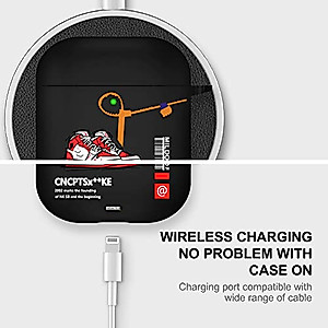 EJMM for Airpods Case, Cool Sports Shoes Design TPU Protective Accessories with Keychain Compatible Airpods 1st and 2nd Generation for Men Boys Teen Girls,Black Red Shoes