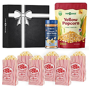 Popcorn Kernels Popcorn Seasoning Movie Theater Gift Basket Set, Bulk Popcorn Kernels With Classic Salted Butter Flavoring Set, Non-GMO Gluten Free, Includes 6 Popcorn Bags Movie Night Supplies Gifts