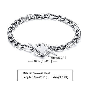 Hisatan Unisex Lightning Bolt Charm Bracelet | Stainless Steel Lightning Flash Thunder Figaro Chain Bracelet for Men Women