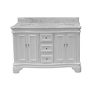 Kitchen Bath Collection Katherine 60-inch Double Bathroom Vanity (White/Carrara): Includes White Cabinet with Authentic Italian Carrara Marble Countertop and White Ceramic Sinks