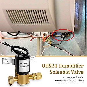 UP2WIN Replacement UHS24 Solenoid Valve, Humidifier Water Solenoid Valve Compatible with Honeywell HE265A HE360 HE260 HE220 HE225, Aprilaire Carrier Furnace Humidifier