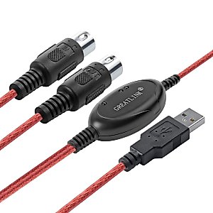 GREATLINK USB in-Out MIDI Interface Professional Piano Keyboard to PC/Laptop/Mac Converter/Adapter MIDI Cable for Home Music Studio Color Red - 6.5Ft