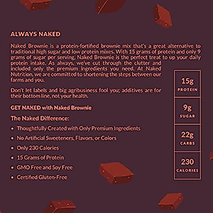 Naked Brownie - High Protein Brownie Mix, No Artificial Sweeteners, 15g Protein, Only 9g Sugar, Gluten Free, Non-GMO, No Soy - 1.2 LB