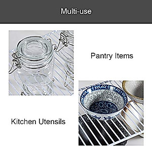 Redrubbit Large (15.7 x 9. 4 Inch) Cabinet Storage Shelf Rack, Rustproof Kitchen Counter and Cabinet Shelf, Storage Rack Organizer for Kitchen, Fridge, Cabinet, Bathroom, Set of 4