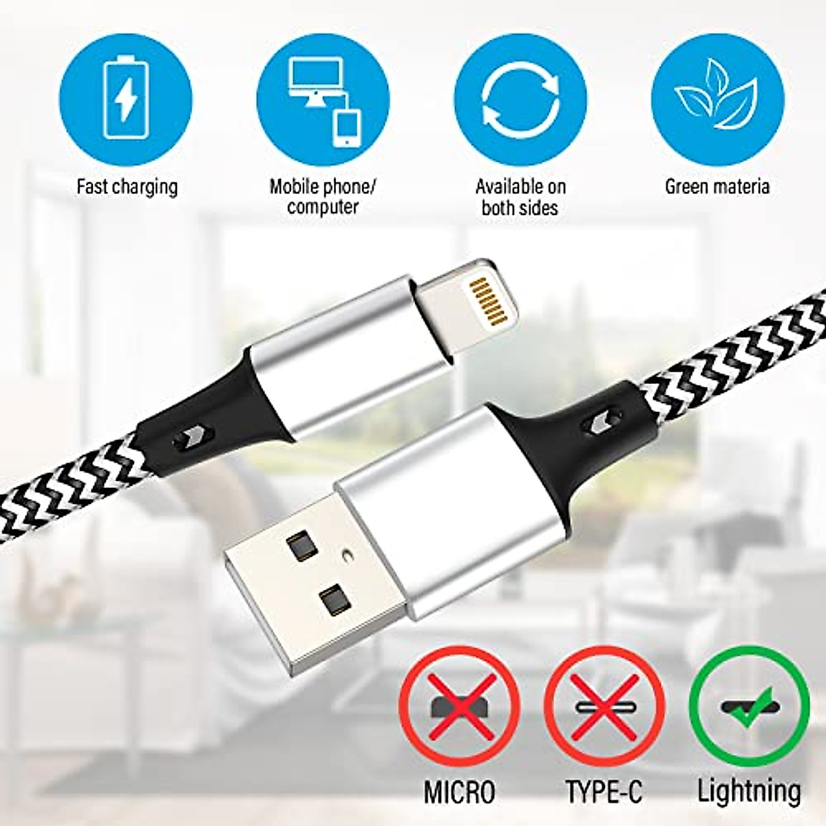 LTDNB [MFi Certified iPhone Charger Cable 3Pack[3/3/6ft] Fast Charging Lightning Cable Compatible iPhone 12/11Pro Max/11Pro/11/XS/Max/XR/X/8/8P/7and More-Black&White