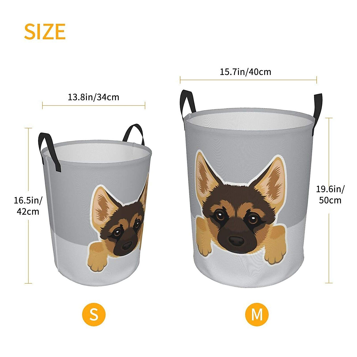 FeHuew German Shepherd Dog Collapsible Laundry Basket with Handle Waterproof Fabric Hamper Laundry Storage Baskets Organizer Large Bins for Dirty Clothes,toys,Bathroom