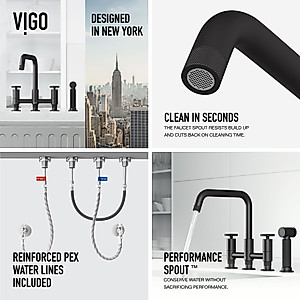 VIGO 10" W x 12" H x 11" D Cass Two-Handles Pull Out Kitchen Faucet in Matte Black - VG02051MB