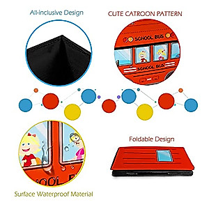 MMIAOO School Bus Pattern Toy Storage Organizer,Foldable Storage Box Organizer,Kids Toy Chest, Light Toy Chest with Lid Handles for Kids, Nursery, Closet, Bedroom, Playroom (Yellow)