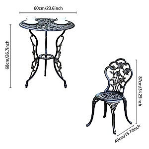 JARDIN DE CENTENNIAL Patio Bistro Set.Rust-Resistant Cast Aluminum Bistro Table Set with Umbrella Hole for Backyard (Rose Copper)