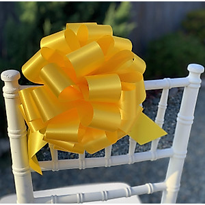 Large Yellow Ribbon Pull Bows - 9" Wide, Set of 6, Spring, Summer, Support Our Troops Ribbon, Gift Bows, Presents, Gift Basket, Fall, Thanksgiving, Christmas, Mardi Gras, Easter