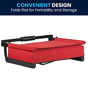 Flash Furniture Grandstand Portable Stadium Seat for Bleachers or Benches, Folding Padded Stadium Chair with Carrying Handle, 500 lb. Weight Capacity, Red