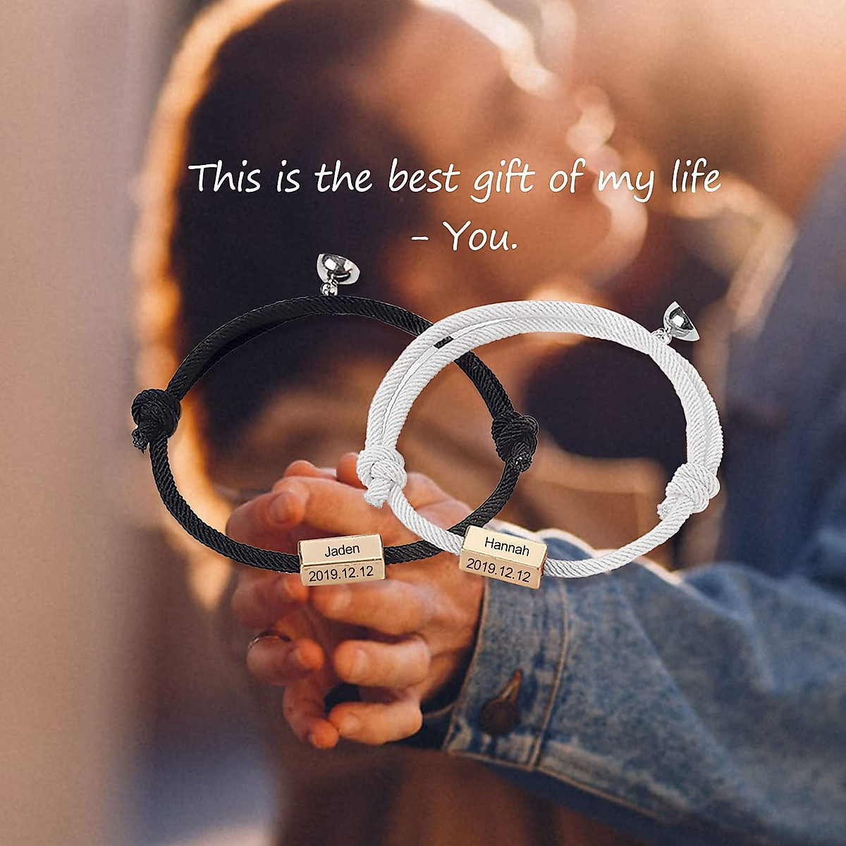 ORFAN Attract Couples Bracelets Custom Couple Bracelet for Him and Her Set Promise Rope Braided Bracelet Set for Couples