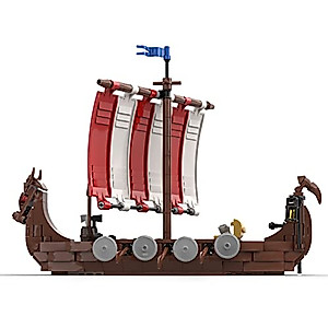 DIYI The Viking Ship Model Building Kit, Medieval Themed Design Style Modeling Pirate Ship Building Bricks Toy, MOC Building Blocks Compatible with Lego Viking Ship (314 Pieces)