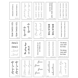 Everjoy Realistic Temporary Tattoos - 20 Individual Line Pcs, Waterproof Inspirational Words for Adult, Women (Words) Black