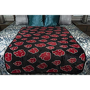 JUST FUNKY Naruto: Shippuden Akatsuki Red Cloud Anime Throw Blanket | Naruto Blanket Anime Soft Blankets and Throws | Official Naruto: Shippuden Akatsuki Blanket | Measures 60 x 45 Inches
