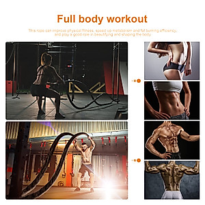 Battle Ropes for Home Gym Exercise: 1.5 Inch Diameter 40FT Length Workout Rope Exercise Rope Training Ropes with Protective Sleeve, Heavy Battle Rope For Workout Exercise Fitness & Strength Training