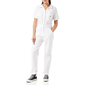 Dickies womens Short Sleeve Flex Work Utility Coveralls, White, X-Small US
