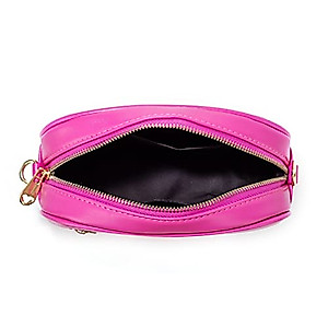 Girls Hot Pink Shoulder Crossbody Purse and Handbag - Teens Cute Small Trendy Quilted Lather Satchel - Messenger Bags Wallet Travel Bag for Women