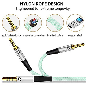 Muchfox USB to 3.5mm Audio Jack Adapter，6.6FT USB 3.0 to 3.5mm AUX Stereo Audio Cord，Compatibility with Laptop, Speaker, Support Windows，【Not Applicable to Charging and MP3, Truck, TV USB Ports 】