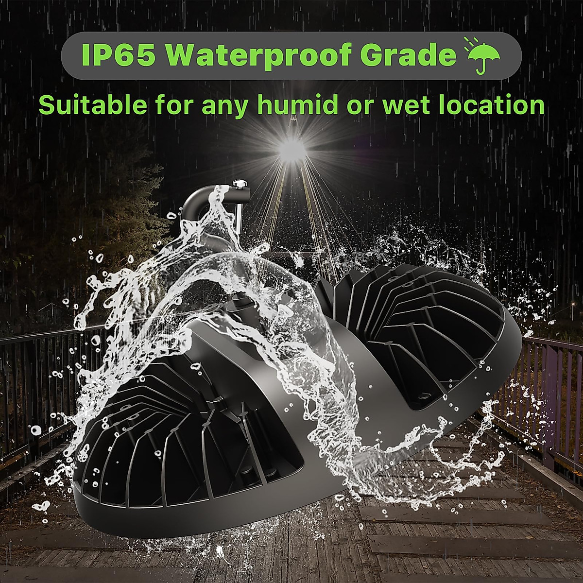 Glitgate LED High Bay Light 150W, 21000lm 5000K UFO High Bay Lights(600W MH/HPS Equiv.) LED Warehouse Lights with 5ft Cable US Plug for Garage Shop Barn, 4 Pack