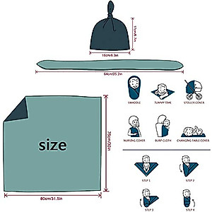 Newborn Floral Swaddle Blanket Purple Flower Rose Baby Receiving Blanket with Headband Soft and Stretchy Infant Swaddle Wrap Blanket for Baby Girl