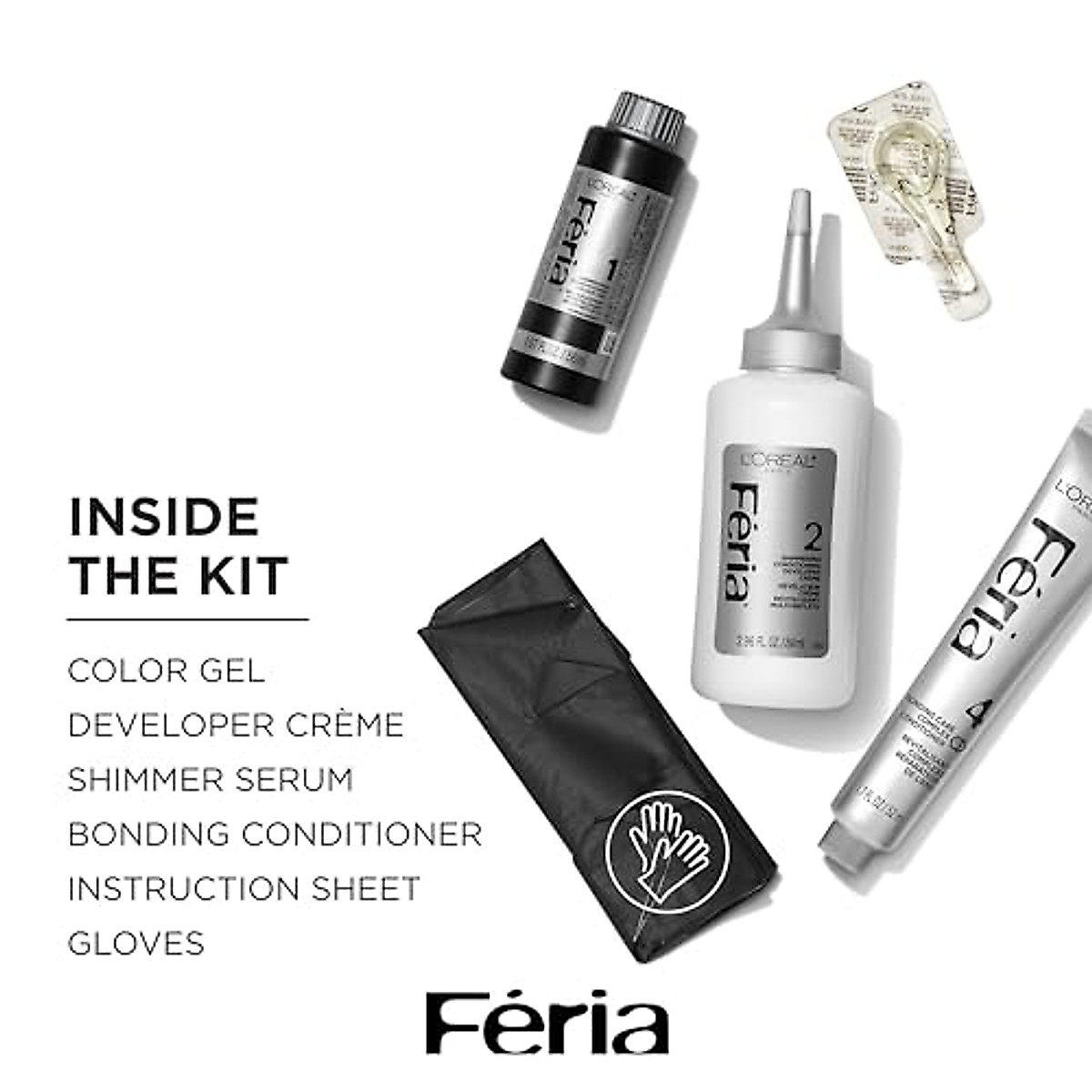 L'Oreal Paris Feria Midnight Bold Multi-Faceted Permanent Hair Dye, One-Step Hair Color Kit for Dark Hair, No Bleach Required, Orchid Glow