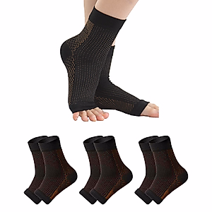 Candyhouse 3 PCS Neuropathy Socks Ankle Compression Sleeve for Women or Men Ankle Support For Ankle For Swelling, Plantar Fasciitis,Sprain,Neuropathy Brace For Women And Men