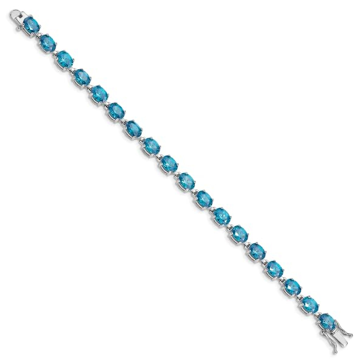 IceCarats 925 Sterling Silver Blue Topaz 6.5 inch Chain Gemstone Tennis Bracelet