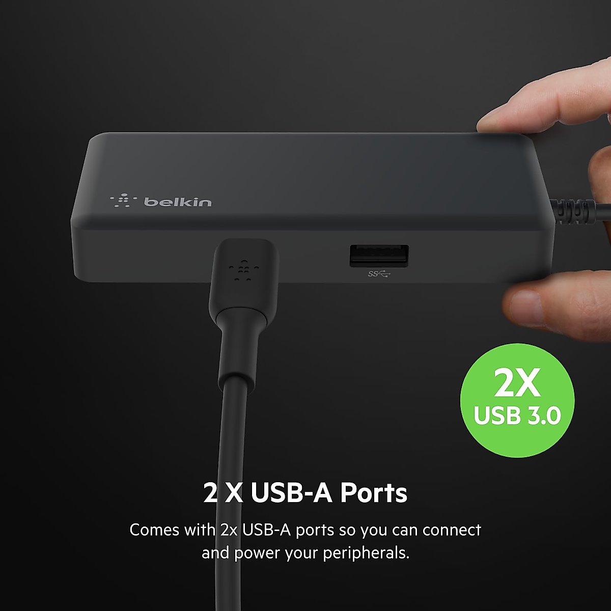 Belkin 5-in-1 Powered USB-C & USB Hub, USB-C Docking Station w/ 2 USB-A Ports, 1 USB-C Port, Ethernet, & 4K HDMI Port, Compatible with MacBook, Chromebook & Other USB-C Devices