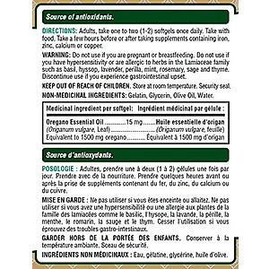 Nature's Bounty Oil of Oregano 1500 mg 90 Liquid Softgels (Packaging May Vary)