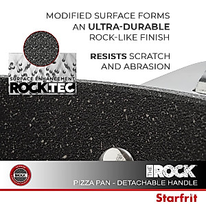 Starfrit ROCK T-Lock 12.5-Inch Pizza Pan/Flat Griddle with Detachable Handle, Normal, Black