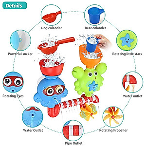 GOODLOGO Bath Toys Bathtub Toys for 1 2 3 4 Year Old Kids Toddlers Bath Wall Toy Waterfall Fill Spin and Flow Non Toxic Birthday Gift Ideas Color Box (Multicolor)